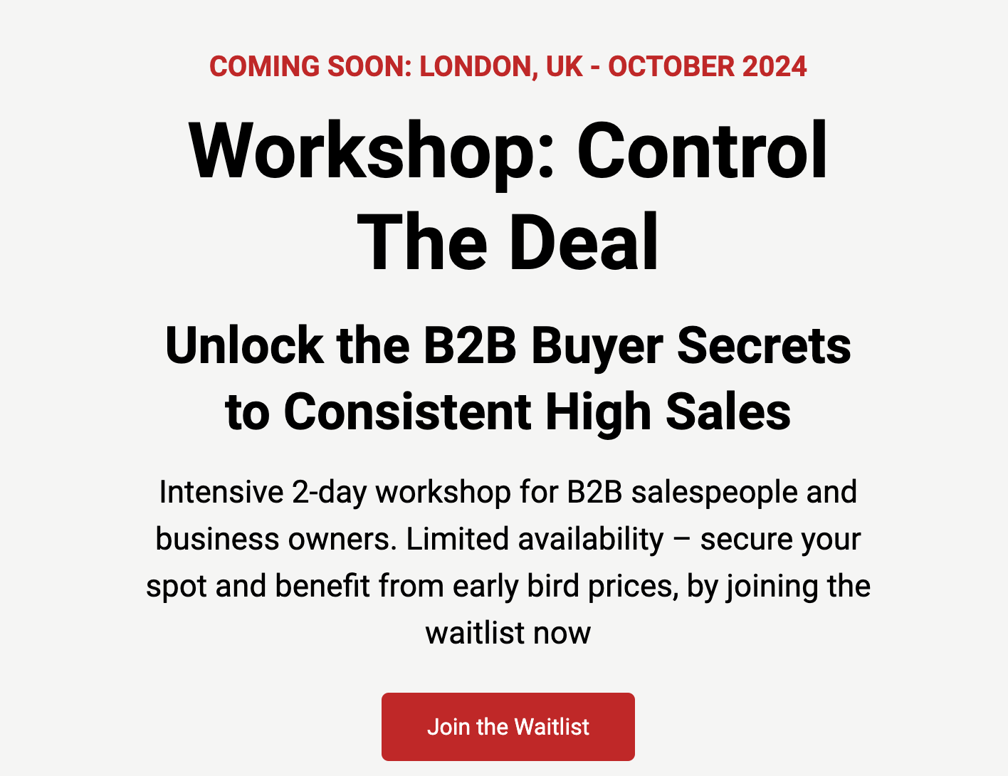 London Workshop waitlist